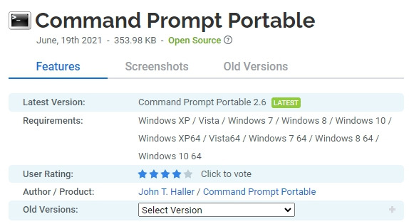Command Prompt Portable 무료 다운로드