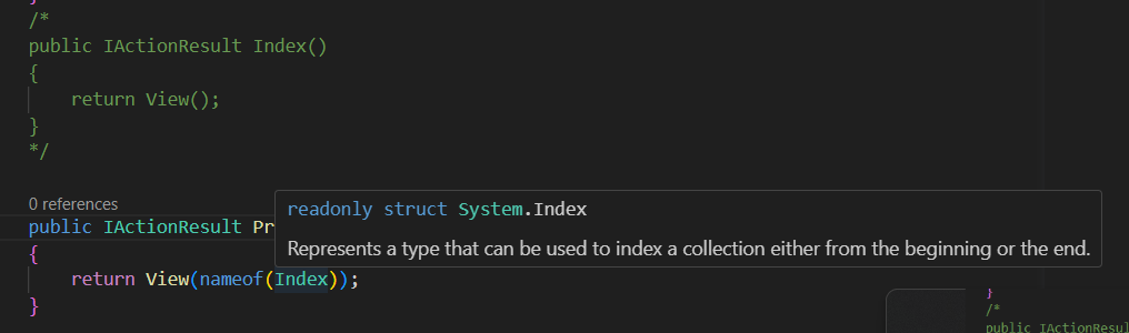 ASP.NET MVC] RedirectToAction 에서 nameof 사용하기