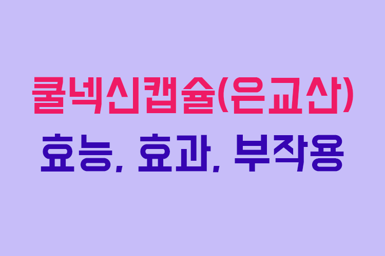 쿨넥신캡슐은교산 효능 효과 투여방법 부작용 체크하기