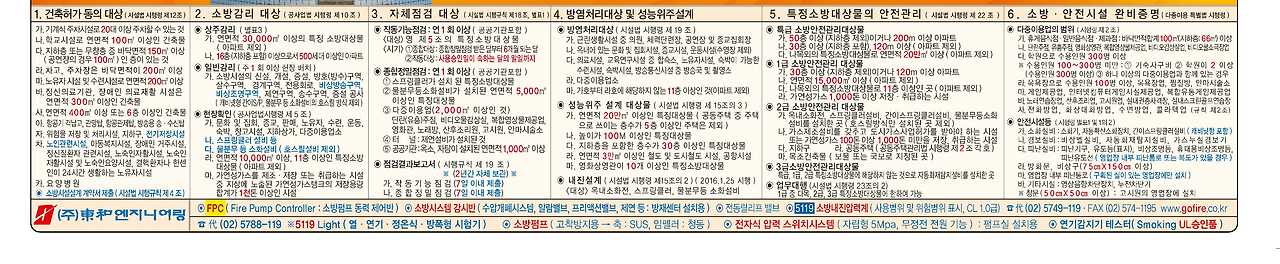 소방시설 설치기준 조견표 21년도 동화엔지니어링