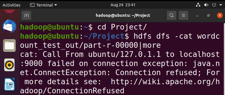 Hadoop # Call From ubuntu/127.0.1.1 to localhost:9000 failed on connection exception: java.net ...