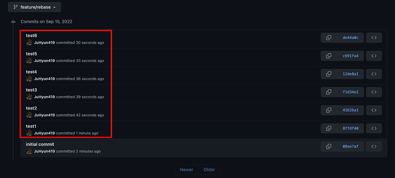 Git Sqaush로 여러 개의 Commit logs 합치기(Git Rebase)