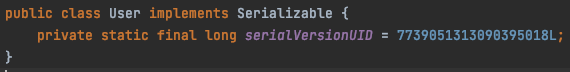 IntelliJ java class serialVersionUID 자동 생성