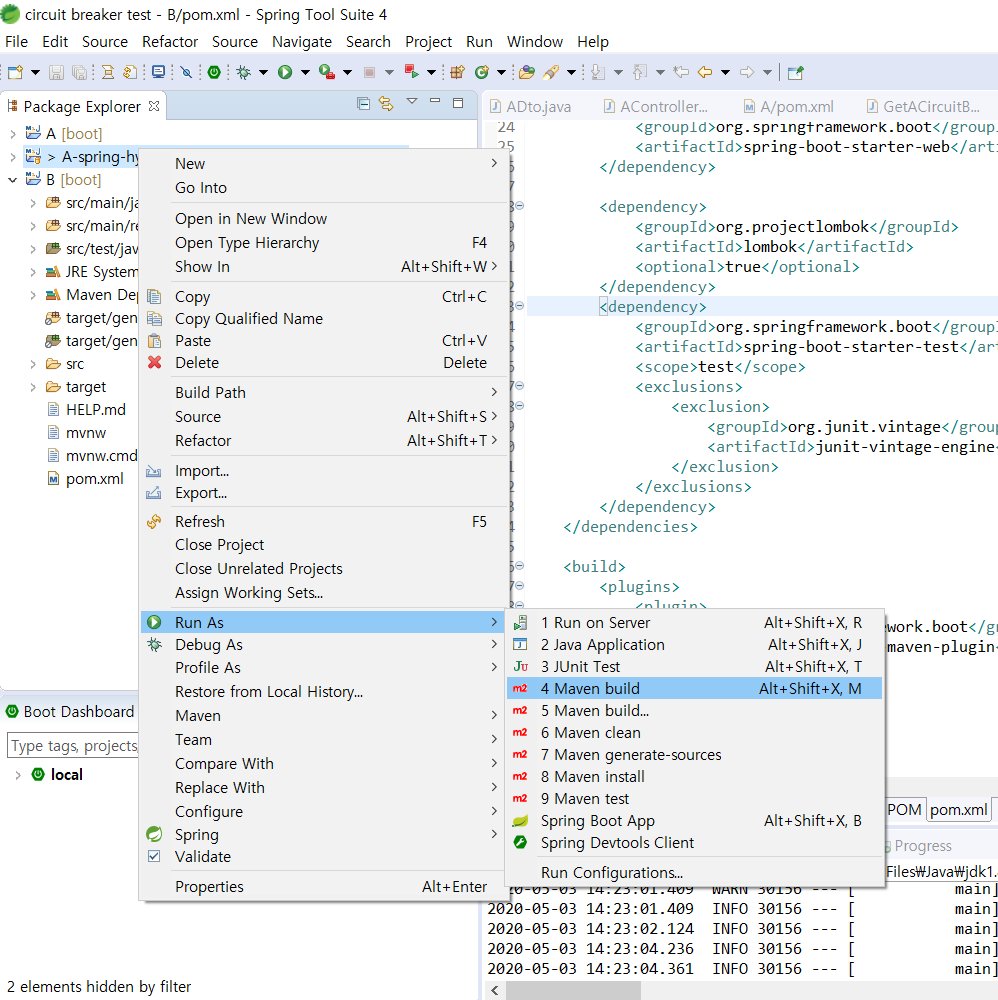 STS에서 maven을 이용해 build 하는 법