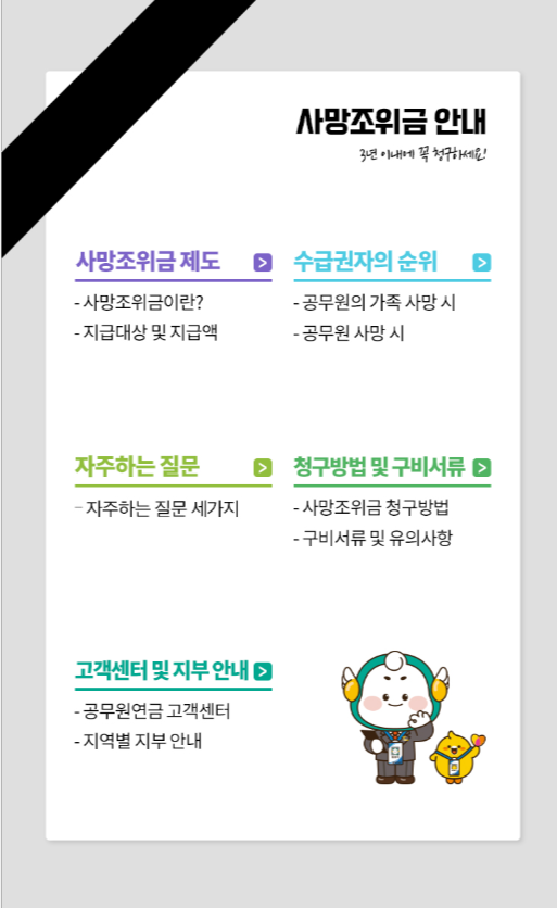 공무원연금공단 사망조위금 신청 공무원 사망조위금 지급액 등 정보 알아보기