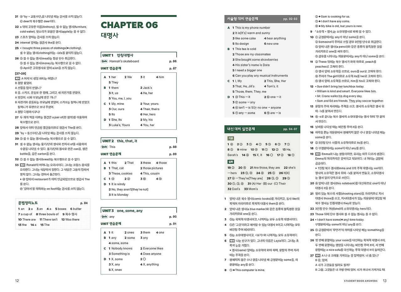 중학 영문법 Link 1 답지 정답 및 해설, 워크북 답지