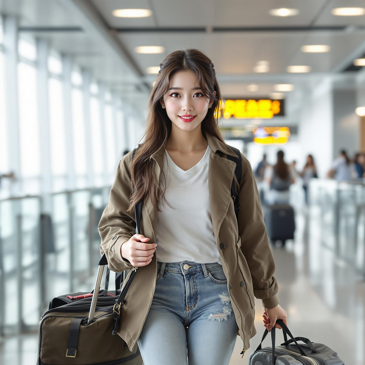 인천공항 대한항공 터미널 체크인 카운터와 탑승구 편의시설