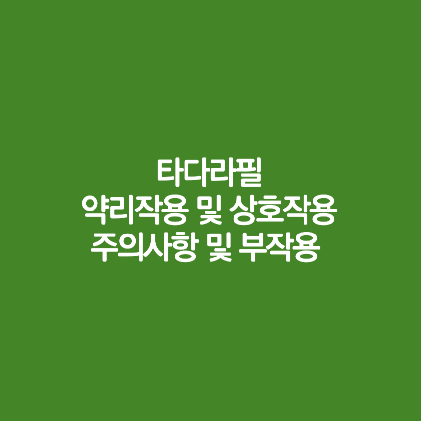 타다라필 약리작용 및 상호작용 주의사항 및 부작용