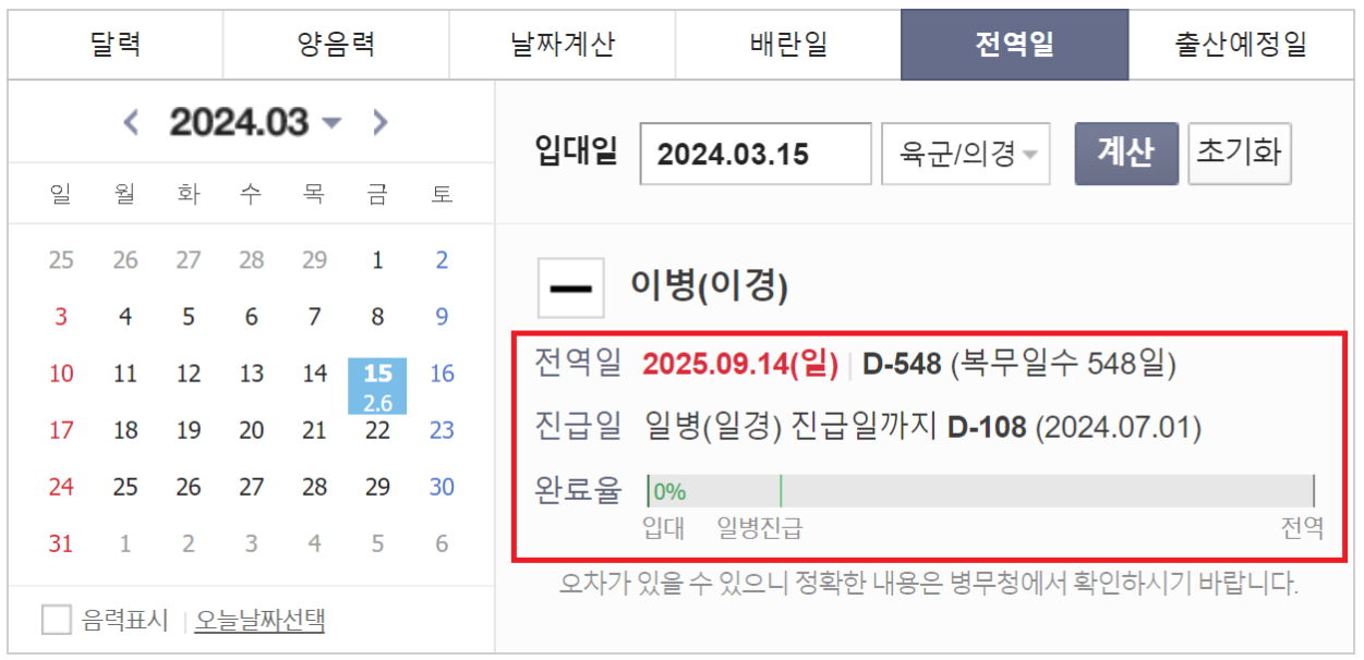 군복무 전역일 계산기 Feat 군생활계산기 사용방법