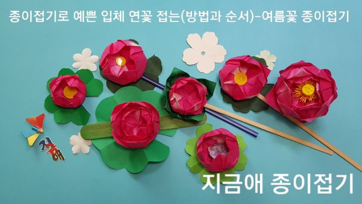 종이접기로 예쁜 입체 연꽃 접는방법과 순서 여름꽃 종이접기