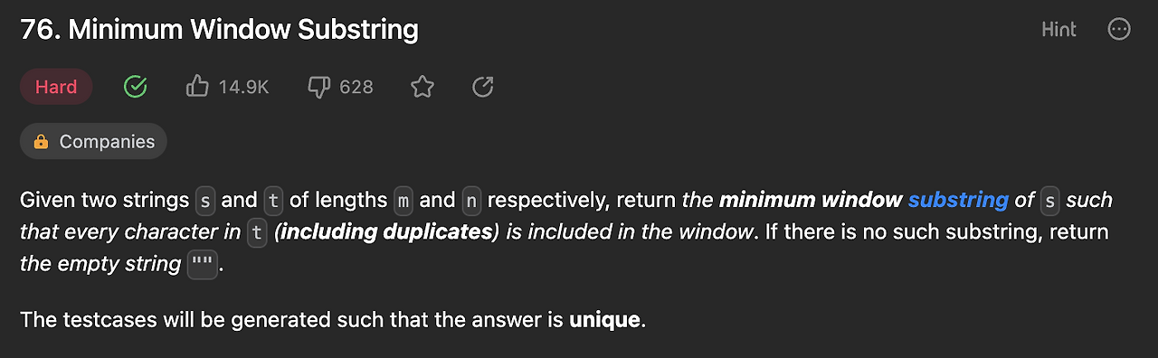[75 LeetCode] 25 - Minimum Window Substring :: 도리