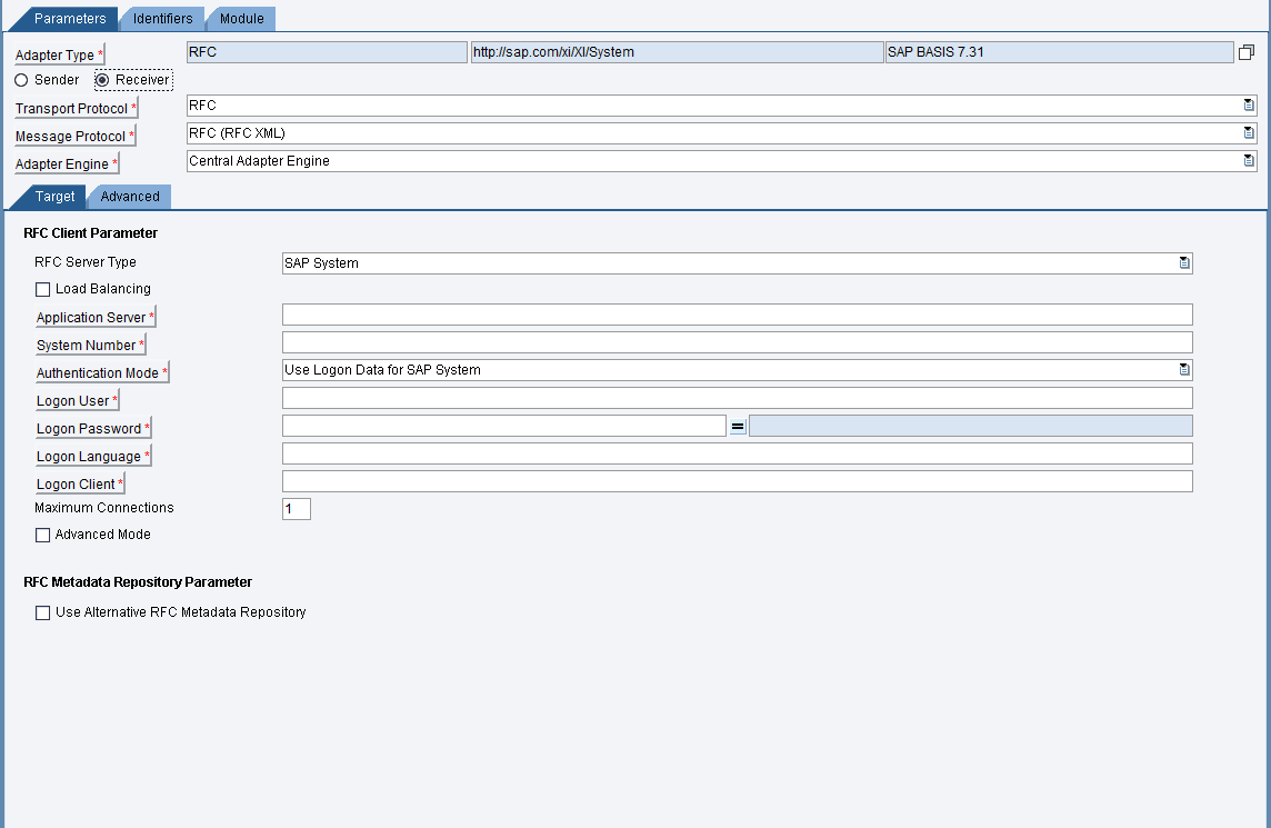 [SAP EAI] RFC Adapter settings Information — 초급 개발자