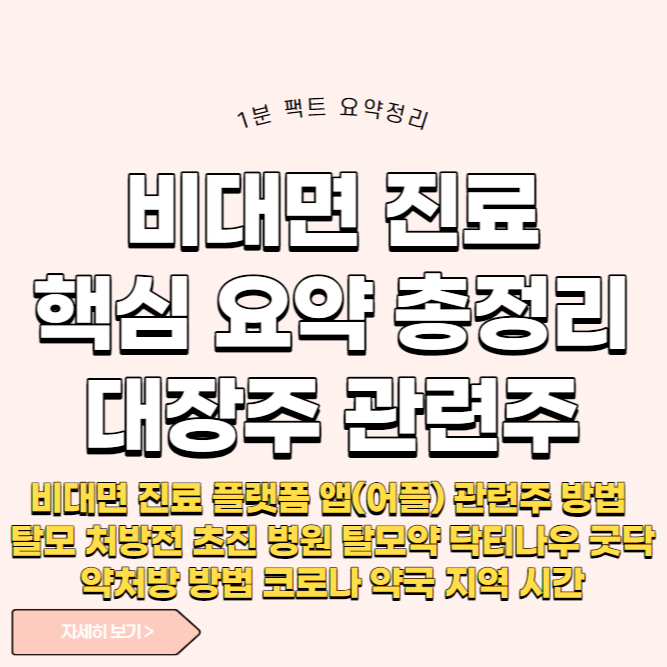 비대면 원격진료 플랫폼 앱어플 대장주 관련주 방법 탈모 처방전 초진