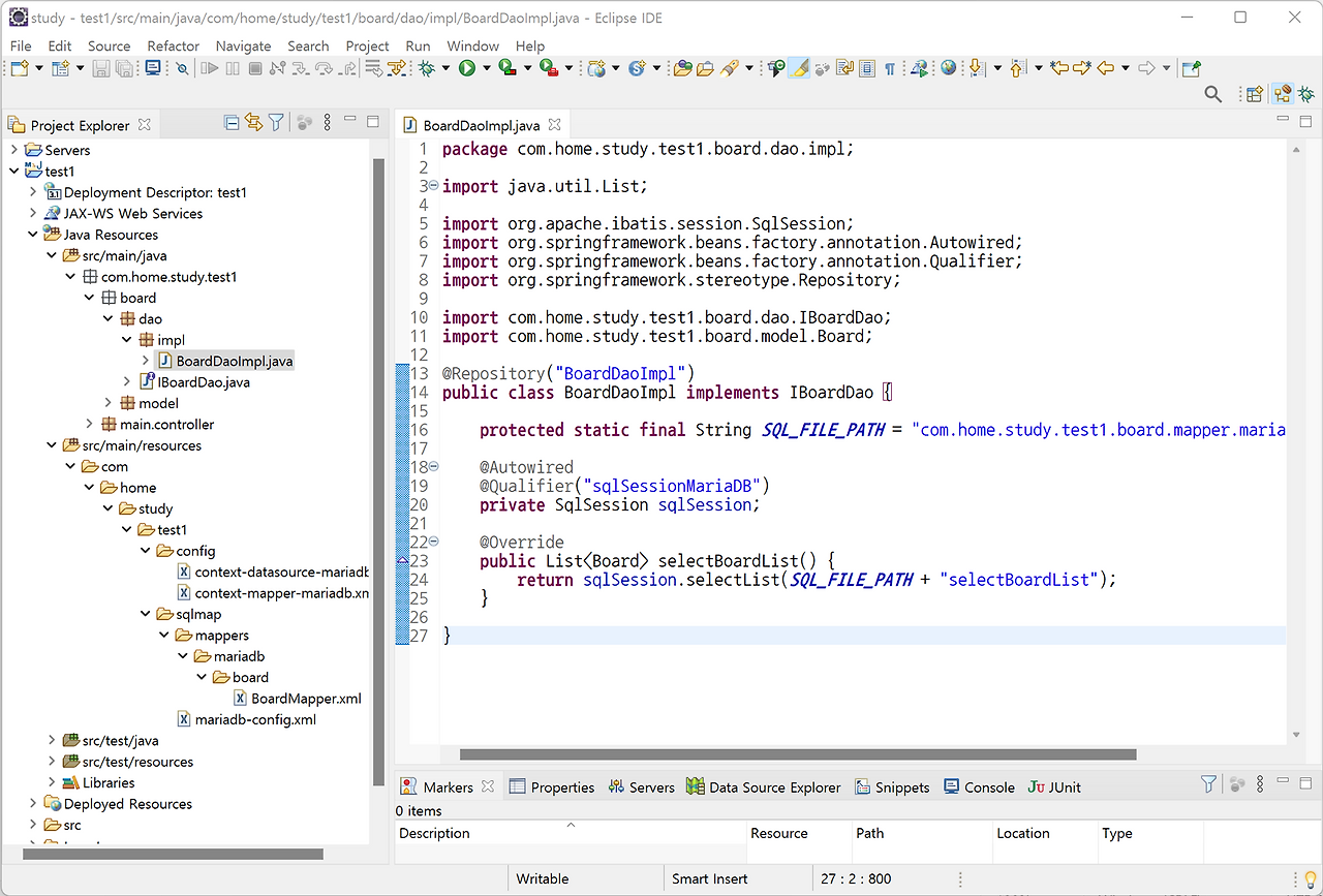 Spring에 DAO - Interface, Implement 추가