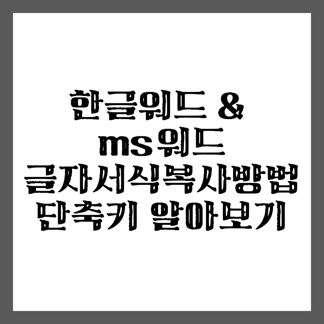 한글 워드 Ms 워드 글자모양 및 서식 복사 하는 방법과 단축키 정리