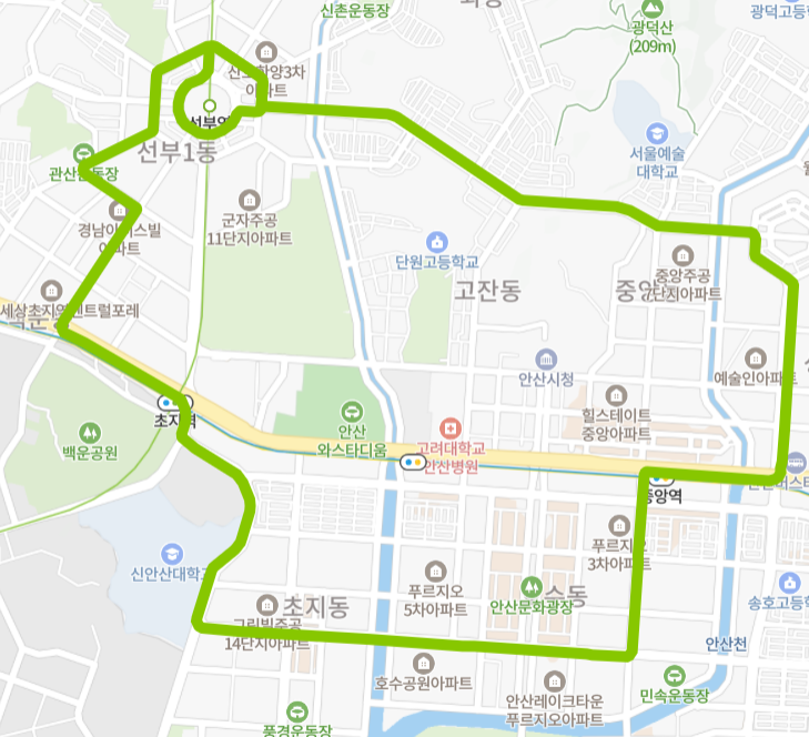 안산 70b번 버스 노선 시간표 첫차 막차 배차간격 확인하기 대중교통