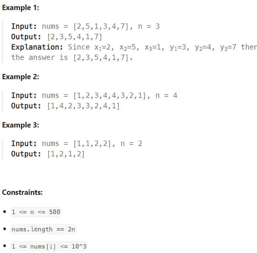 TIL99클럽 코테 스터디 16일차 1470. Shuffle the Array