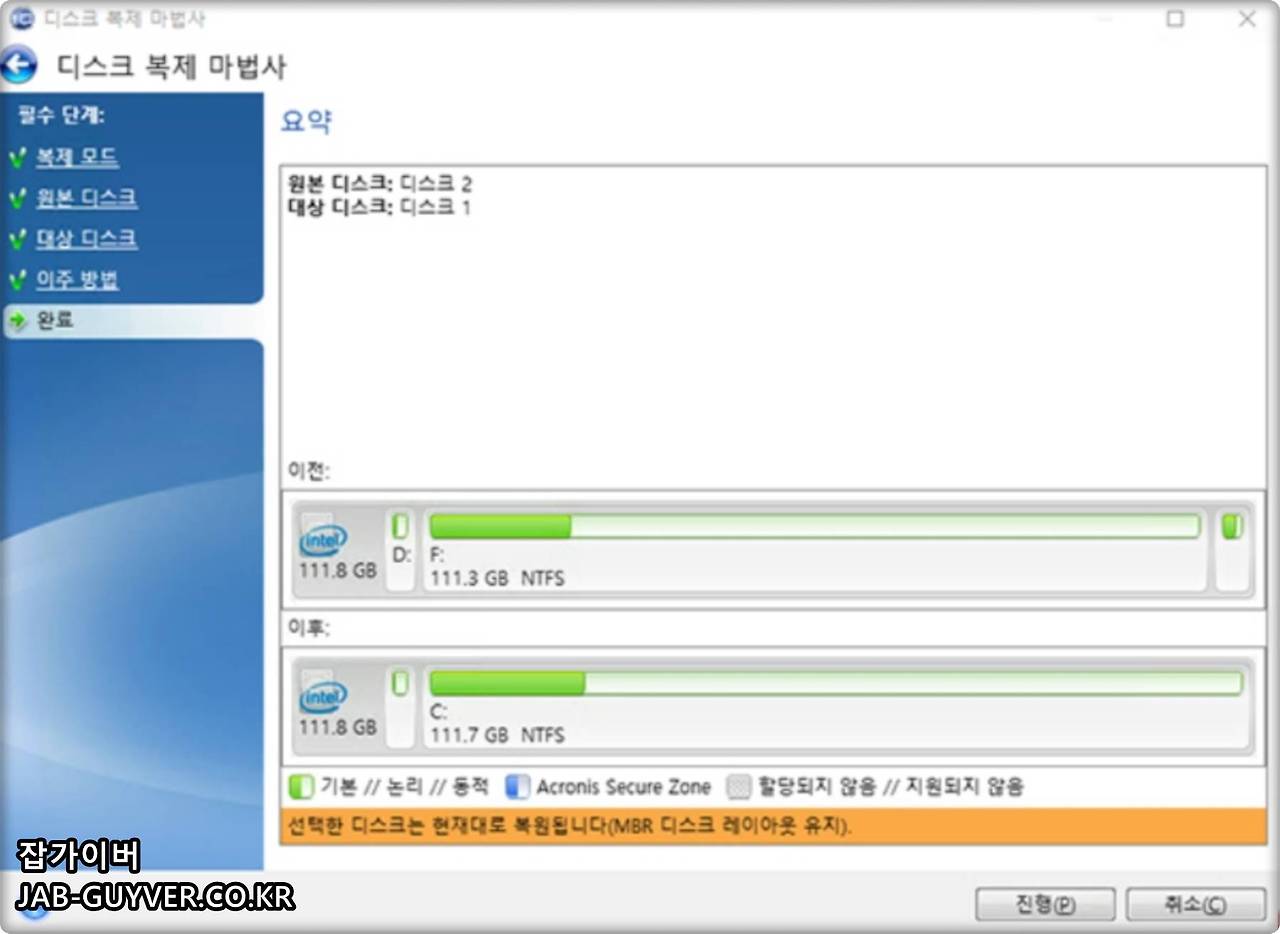 인텔 Ssd 윈도우 마이그레이션 복사 Gpt Mbr 파티션 변경 부팅