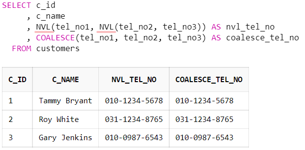 [Oracle] COALESCE 함수 사용법 (NVL 여러개)