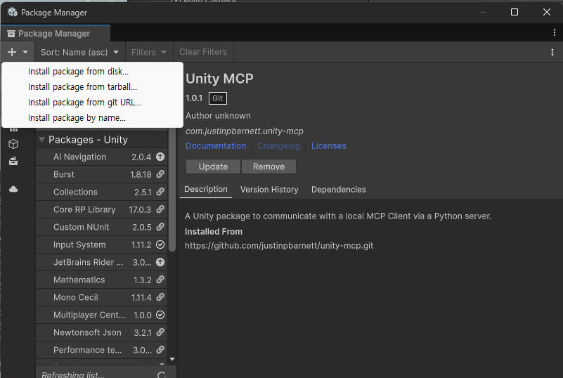 Unity - MCP 사용해보기