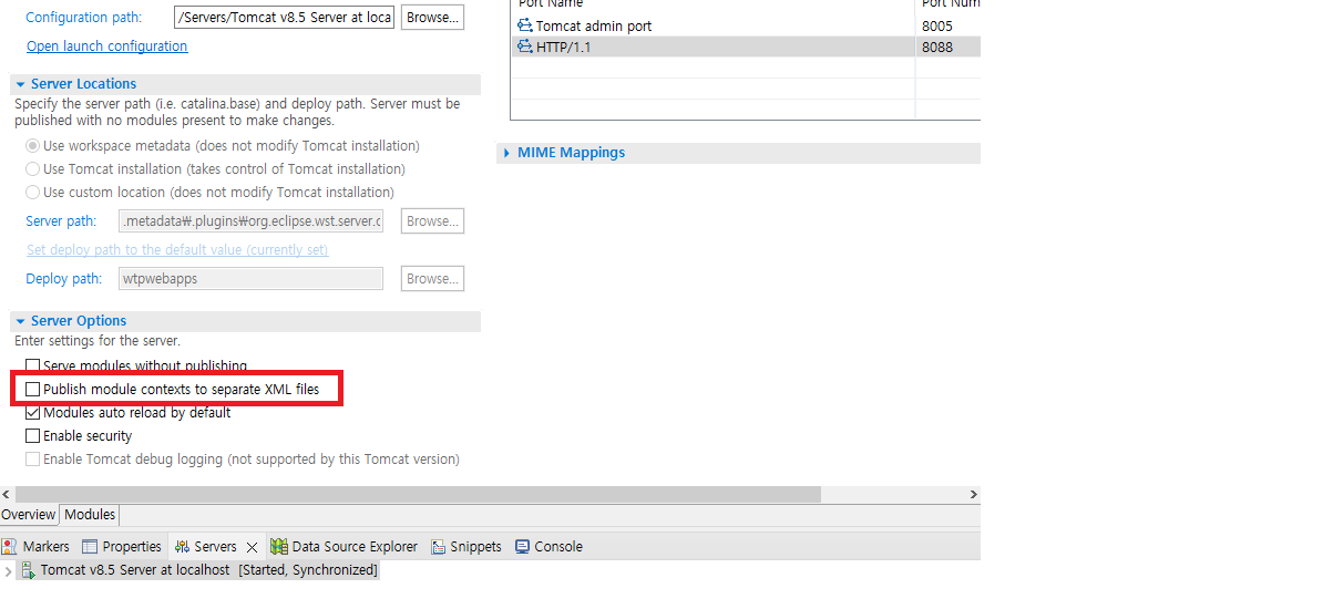 Server Tomcat v8.5 Server at localhost failed to start. Error — INTP 개발자