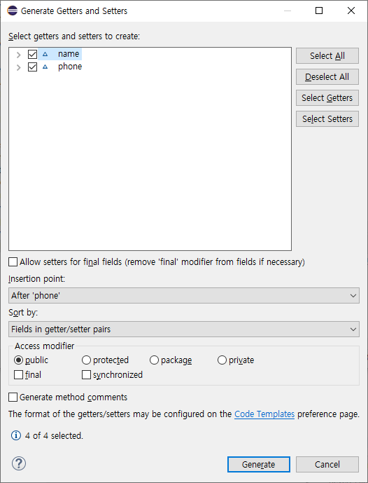 Java - 클래스 - Getter/Setter (객체의 데이터 접근, 저장)
