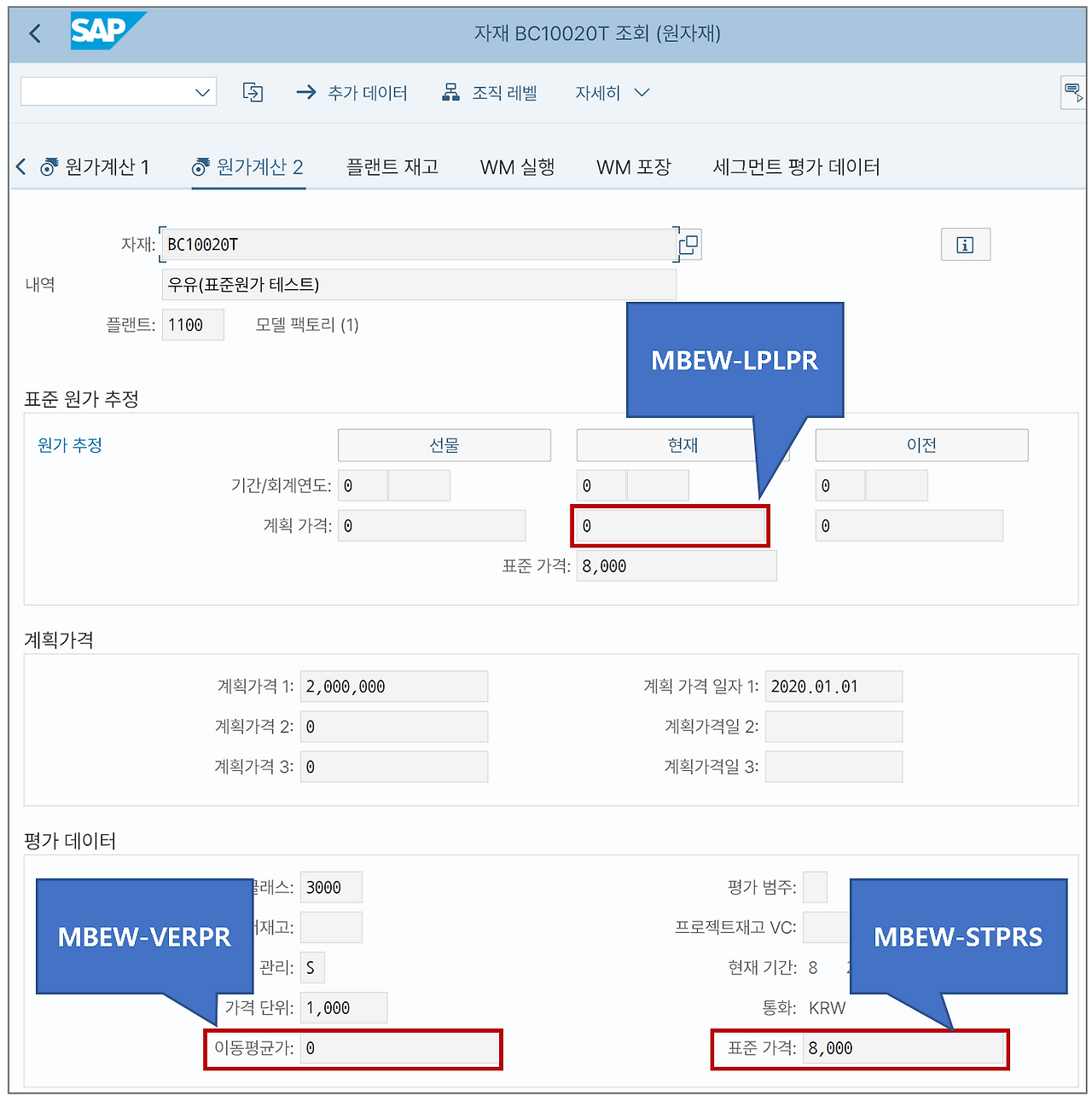 물류 처리 시 표준원가 체크 로직은 MBEW-STPRS를 써선 안 된다.