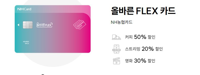 Nh농협카드 올바른 Flex카드 스타벅스 50넷플릭스 20 할인카드