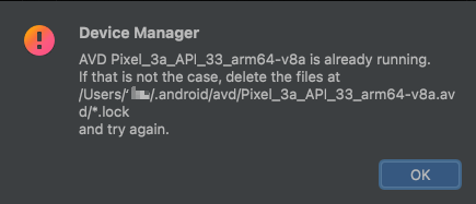 [Flutter] 안드로이드 스튜디오 AVD 에뮬레이터 실행 오류 - Android Virtual Device Error launching application on sdk ...