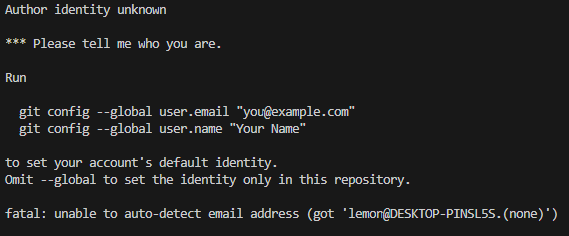 [Git/GitHub] - Git Commit 'Author identity unknown' 에러 해결 방법