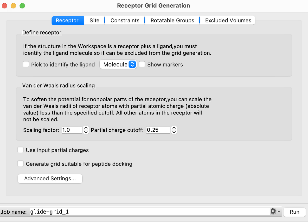 [11] Schrodinger Maestro : Receptor Grid Generation