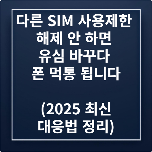 다른 Sim 사용제한 해제 안 하면 유심 바꾸다 폰 먹통 됩니다 2025 최신 대응법 정리