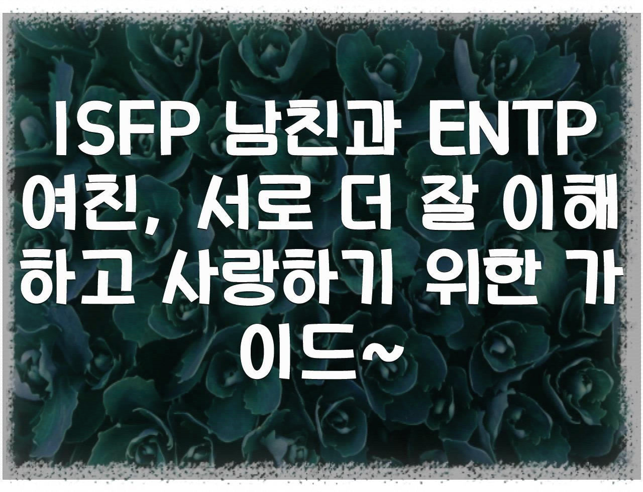 ISFP 남친과 ENTP 여친, 이해하고 사랑하기 위한 가이드~
