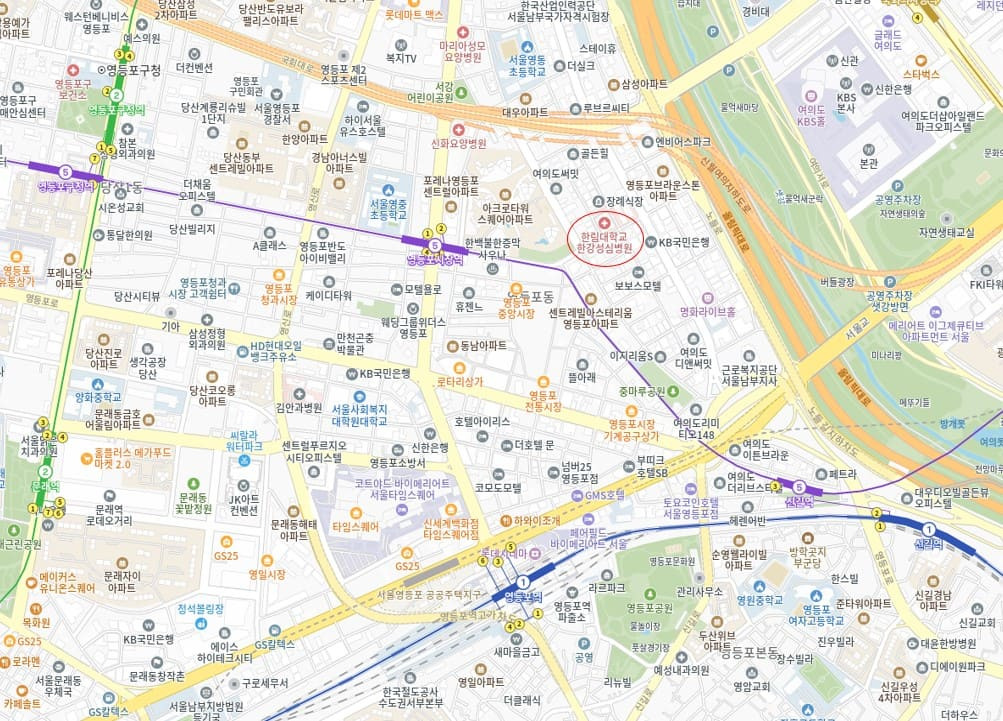 영등포시장역 가까운 진료과목 병원위치 운영시간