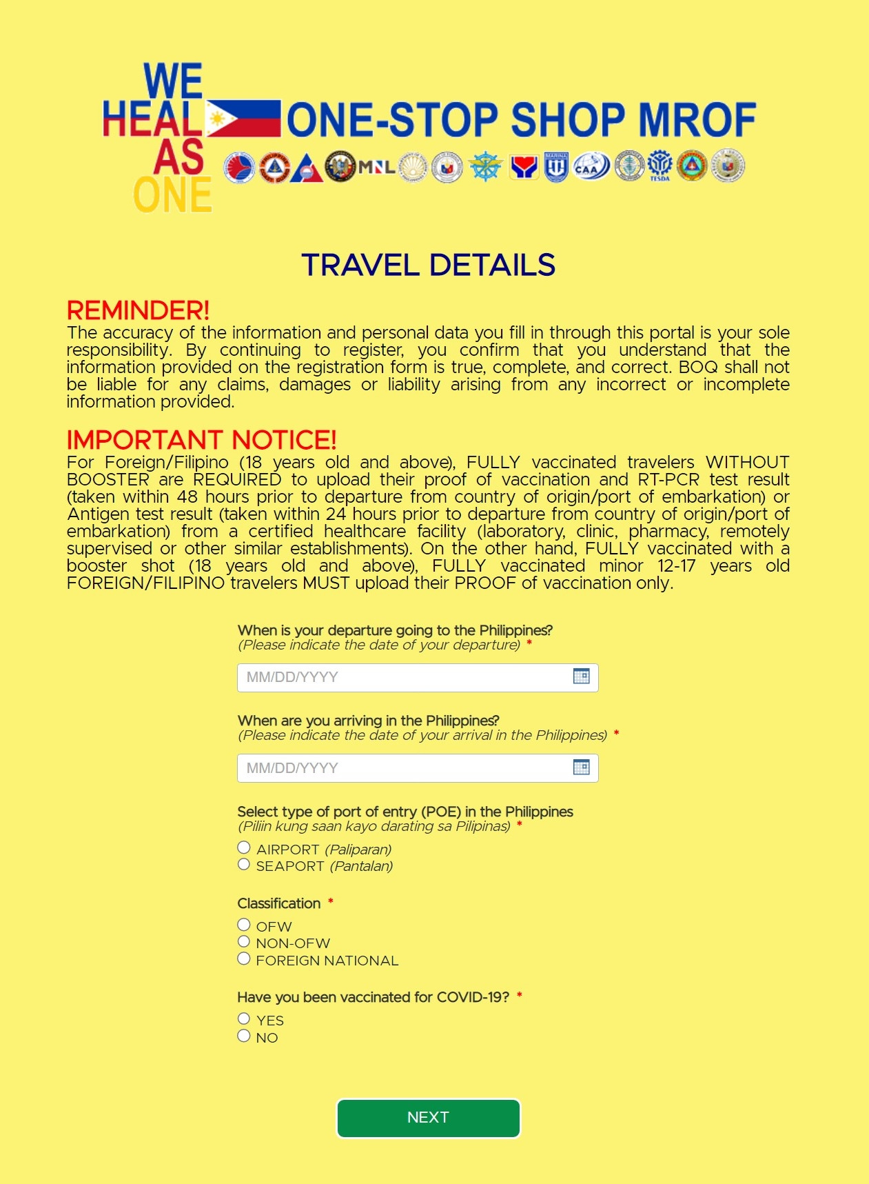 Philippines Arrival Card, Customs Declaration Form(CBDF)