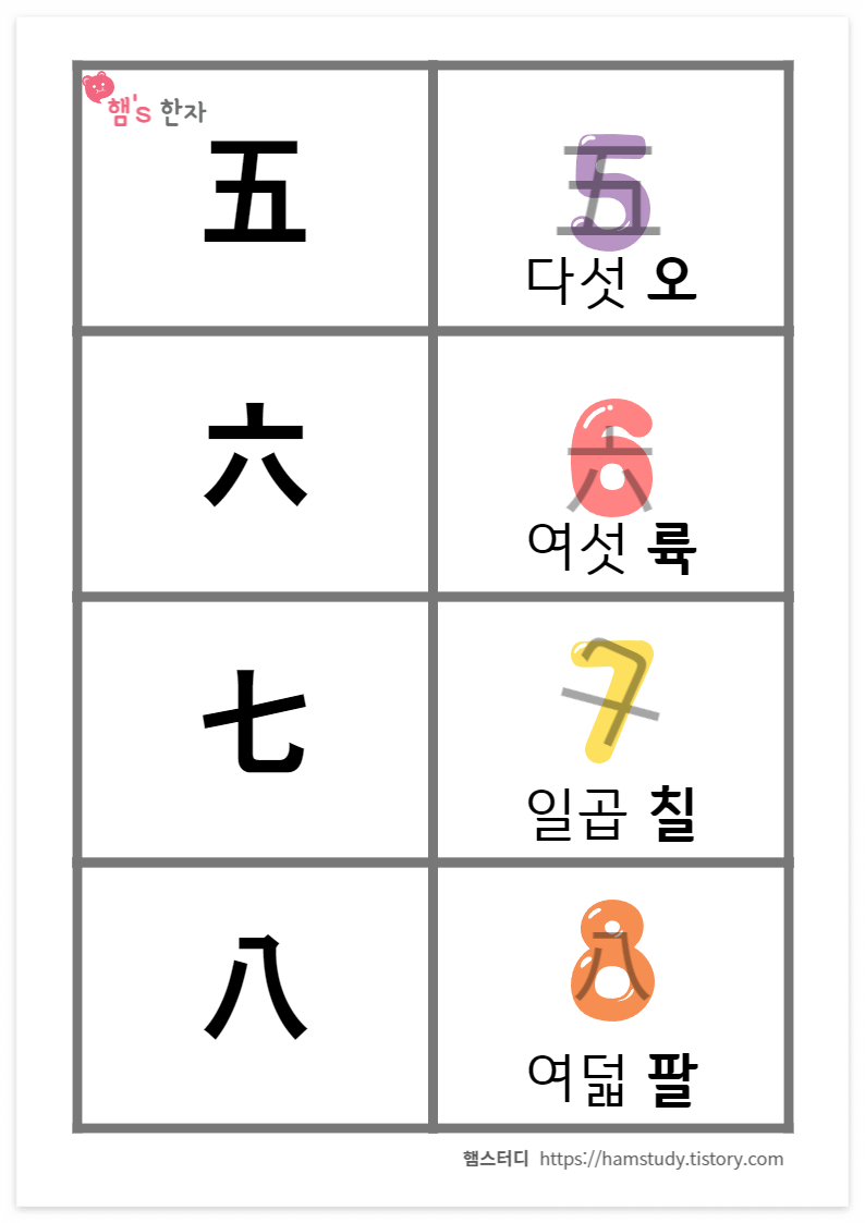 한자 8급 한자 카드2 진흥회 엄마표 무료 한자카드