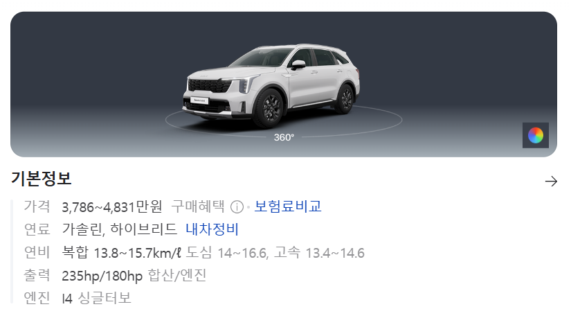 쏘렌토 잡으로 왔다 그랑 콜레오스 Vs 쏘렌토 하이브리드 비교 디자인 가격 크기 및 제원 성능 등