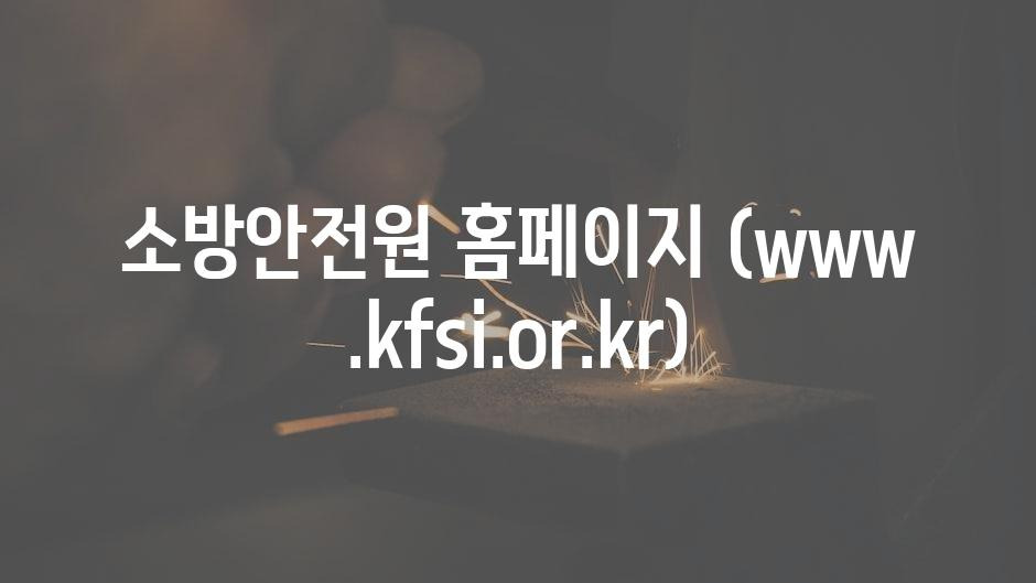 소방안전원 홈페이지 (www.kfsi.or.kr)