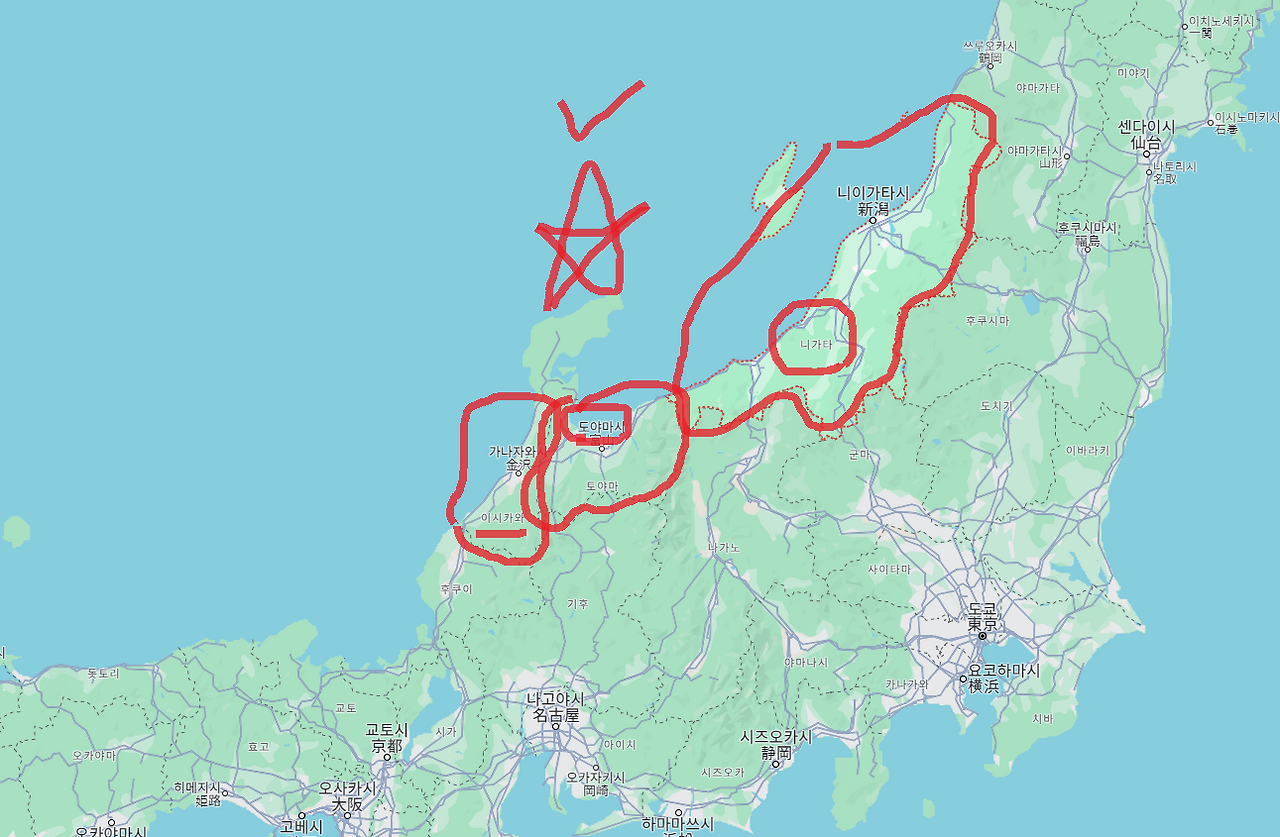 일본 도야마현 지진 위치 강릉까지 거리 이시카와현 니카타현 지진 쓰나미 크기
