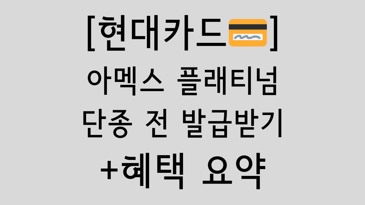 현대카드 아멕스 플래티넘 현아플 단종 전 발급 받기 혜택 요약