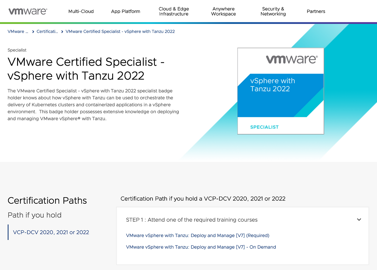 5V0-23.20 VMware vSphere with Tanzu Specialist