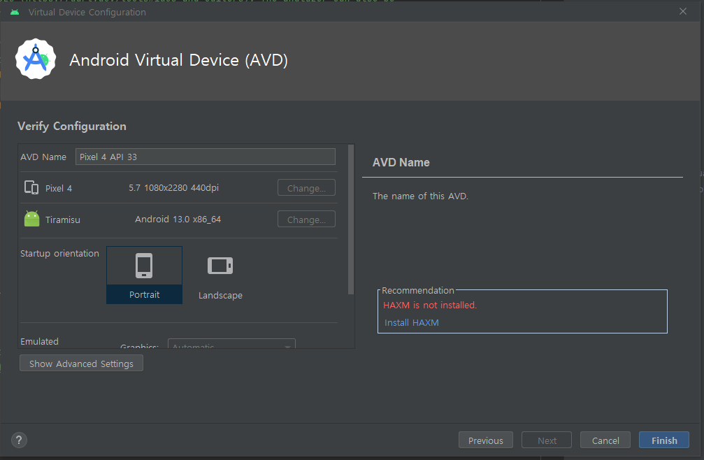 (Flutter) Adroid Vitual Devivce 구동하기 - everyday com-eat