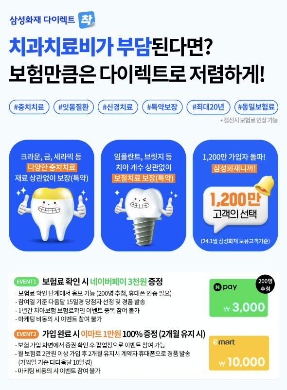 치아보험 순위 Top5 라이나생명 삼성화재 메리츠 Db손해보험 Aia