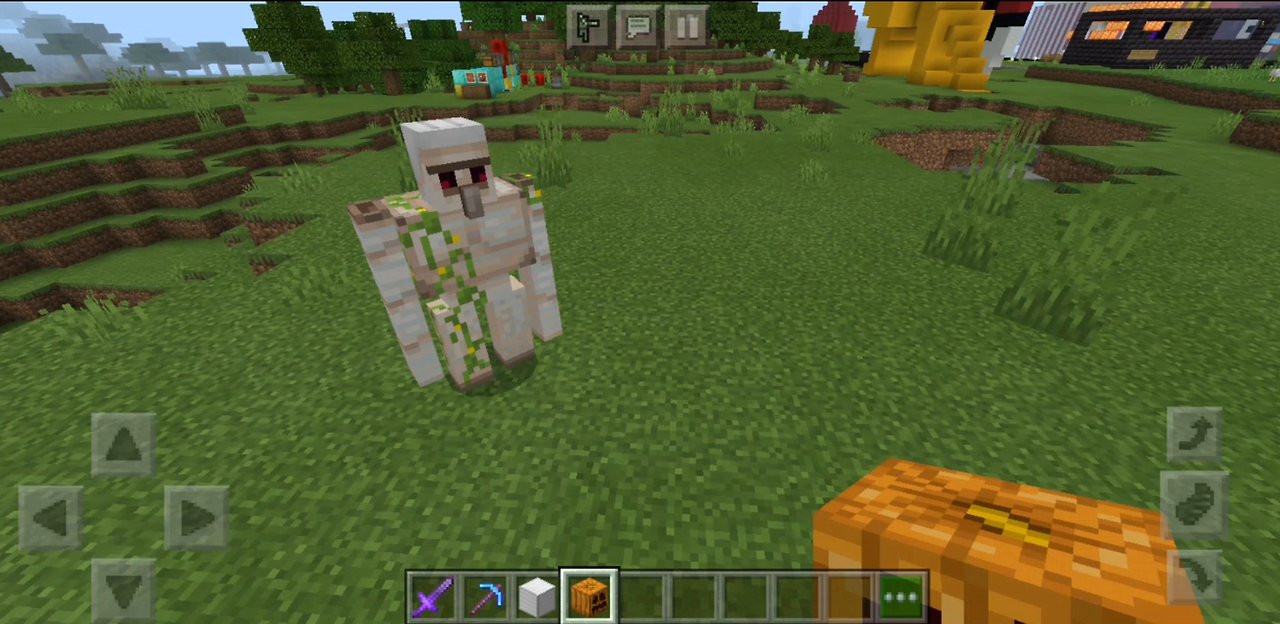 마인크래프트minecraft 철 골렘 제작과 재료 제작법 가위 철괴 철 블록 조각난 호박 만드는 방법