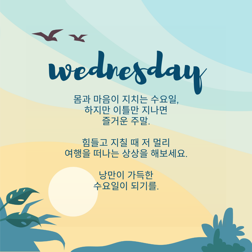 수요일 아침 인사말 문구 모음 이미지