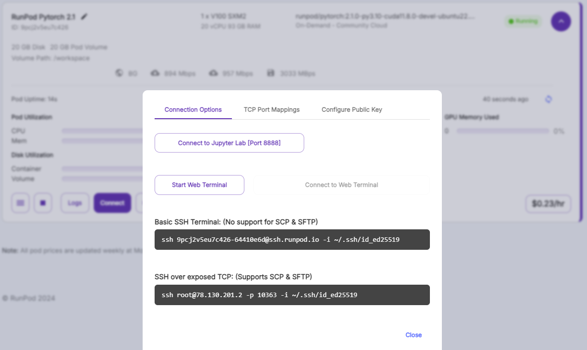 [RunPod] RunPod (비용 및 Pycharm SSH 연결 방법)