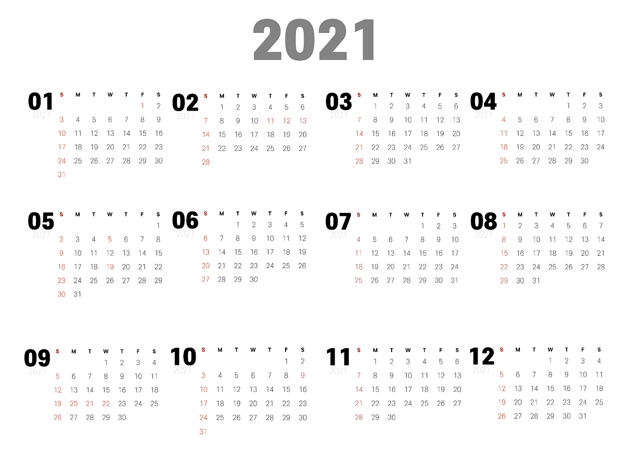 굿노트 2021 캘린더 스티커 무료 공유 Png 일요일 시작