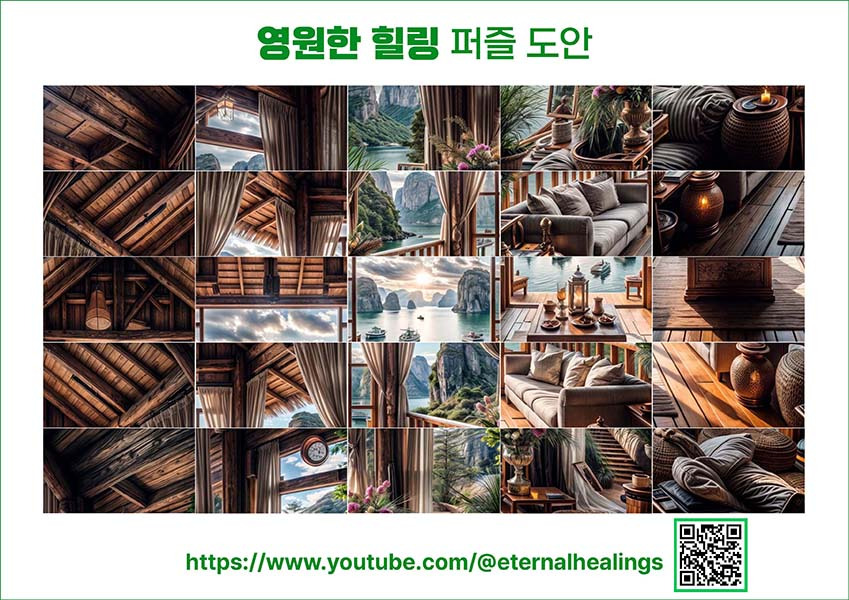 비내리는 베트남 하룽베이 하우스 퍼즐 게임 도안 색칠공부도안 이미지 그림 프린트 무료다운 어르신 노인 유아 인지프로그램 치매예방