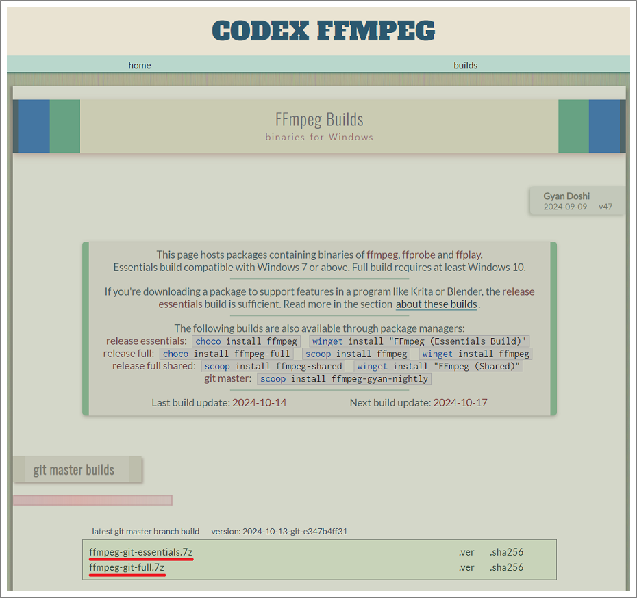 FFMPEG 다운로드 방법. (무료, 무설치, 포터블, 종류 선택)