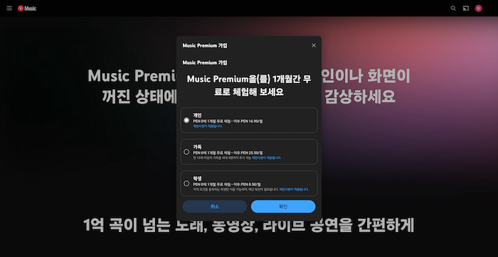 유튜브 프리미엄 우회 페루 이민 방법 정리 가족 멤버십 가족 초대